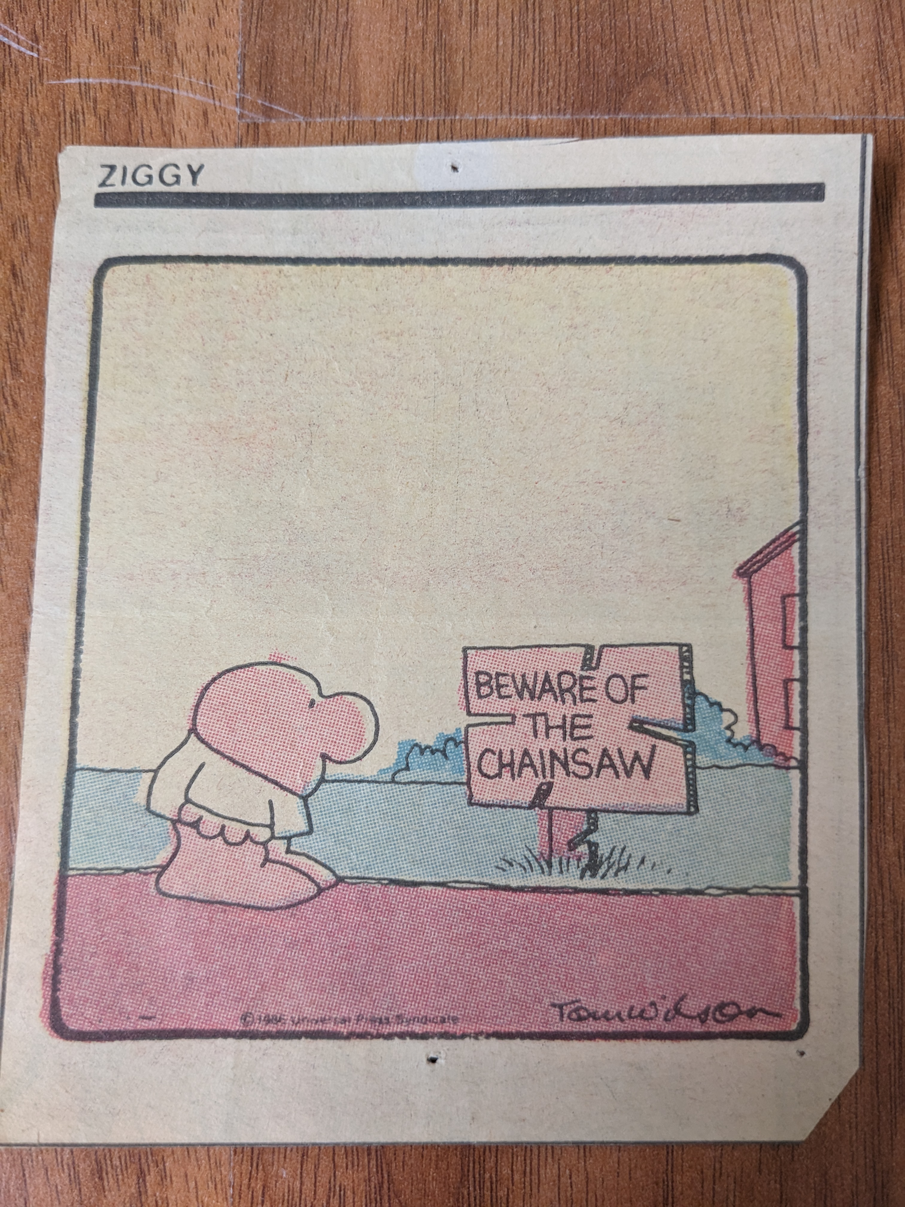 Killer Memes & Comics! – Ziggy: “Beware of the Chainsaw” (1986 ...